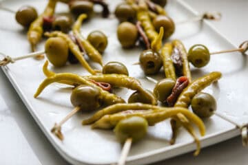 Gilda Appetizer (a salty, sultry, spicy skewer) - Agile Test Kitchen